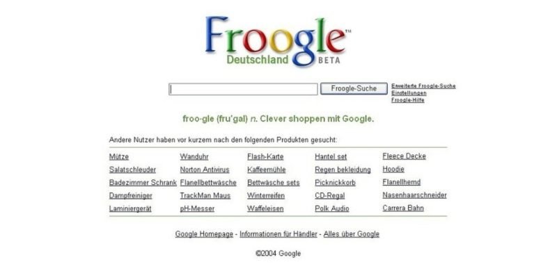 Vergessene Google-Produkte: Froogle - die Produkt-Suchmaschine mit dem ...