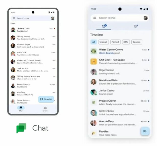 Google Chat: Der Messenger erhält eine neue Timeline-Oberfläche und ein ...