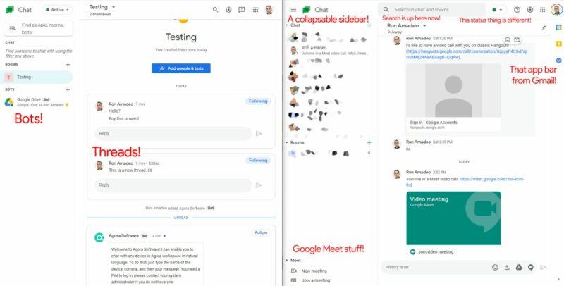 Google Chat: Der neue Messenger startet mit zwei sehr unterschiedlichen ...