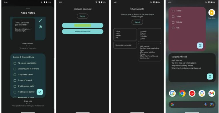 Android: Neues Homescreen-Widget für Google Keep wird ausgerollt ...