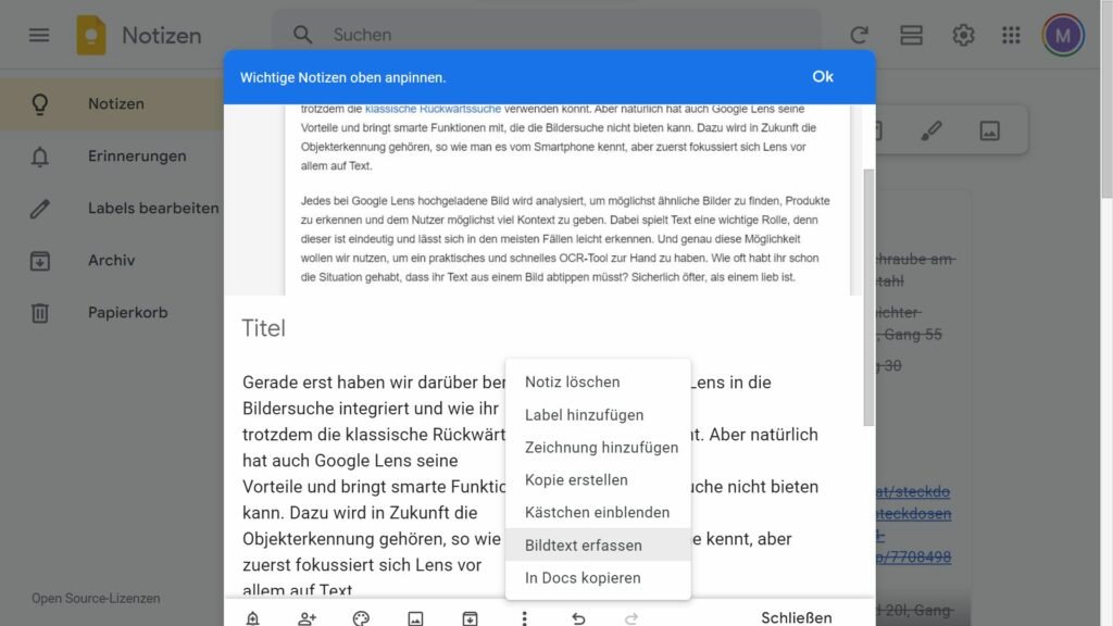 Google Keep: So einfach könnt ihr Text aus Bildern kopieren – zuverlässige OCR-Funktion in der ...
