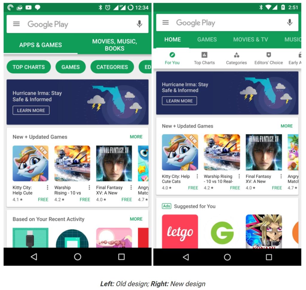 Google Play Store: Designer testen neue Navigation mit Buttons statt ...