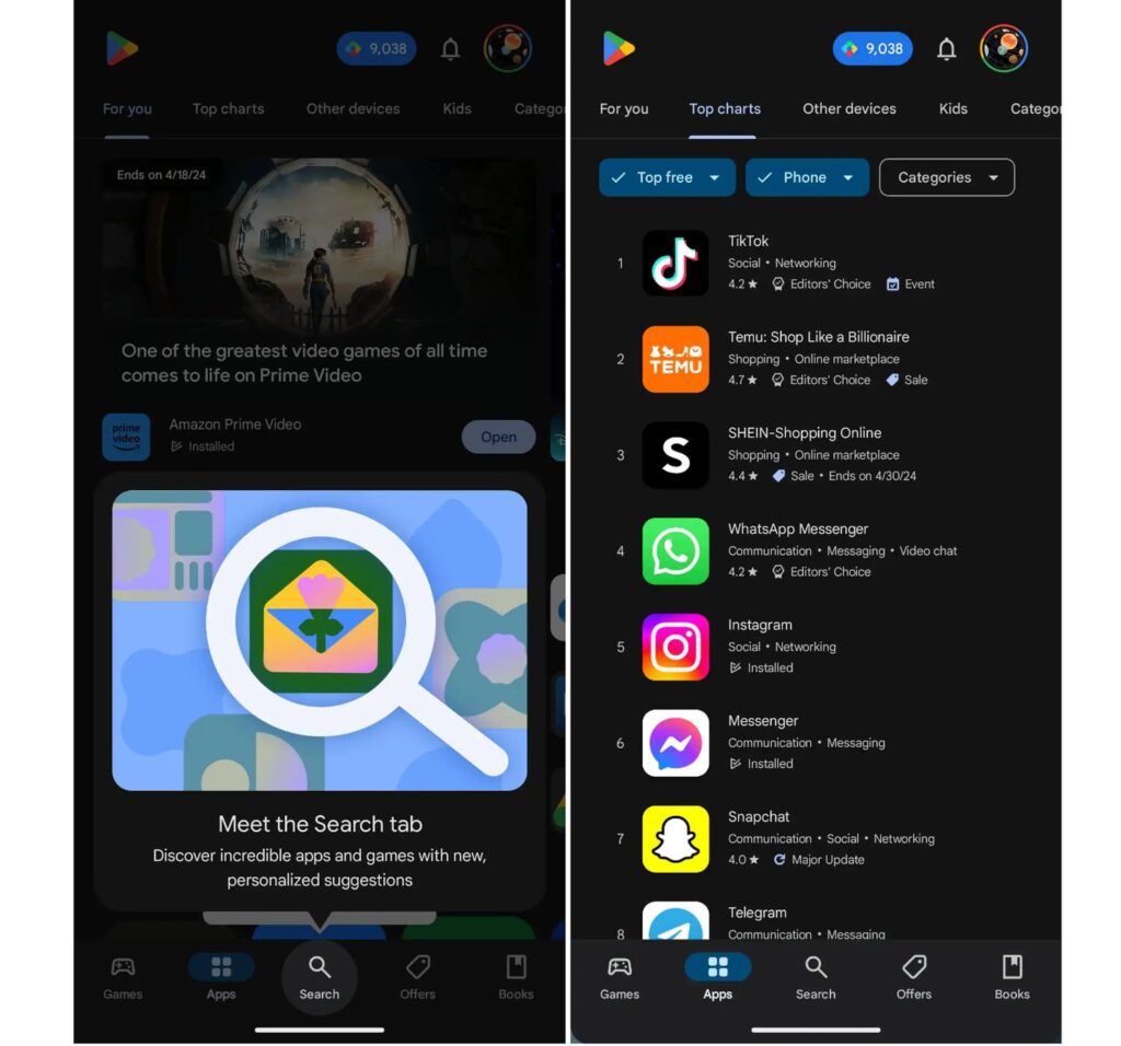 Android: Neue Navigation für den Google Play Store - neue Bottom Bar ...
