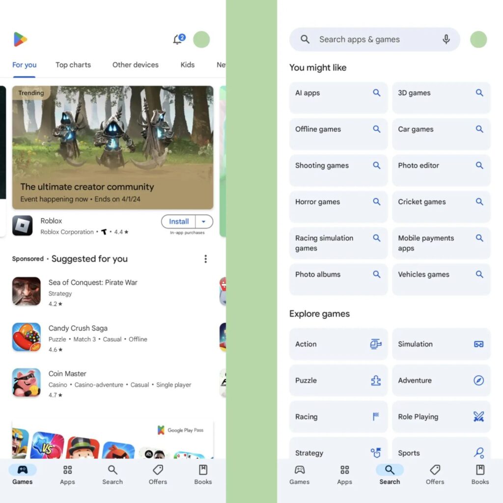 Android: Google Play Store entfernt die Suchleiste - neuer Button in der Hauptnavigation ...