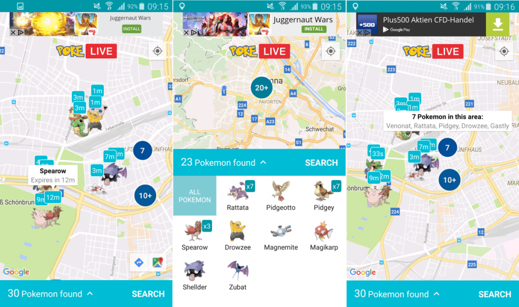Poke Live: Neue Android-App zeigt Live-Position aller versteckten ...